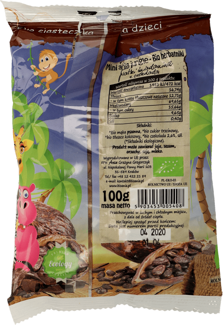 Ania 1990 Bio Herbatniki Z Czekoladą Mini Jungle 100 G Drogeria
