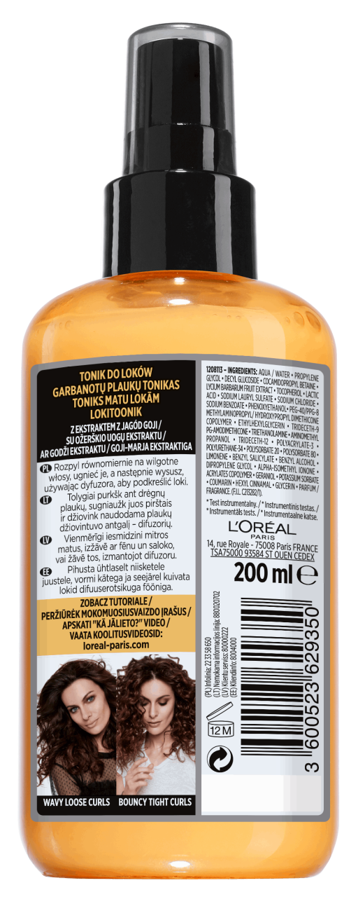 L'ORÉAL PARIS STYLISTA, tonik do loków, podkreślone, sprężyste, lśniace ...