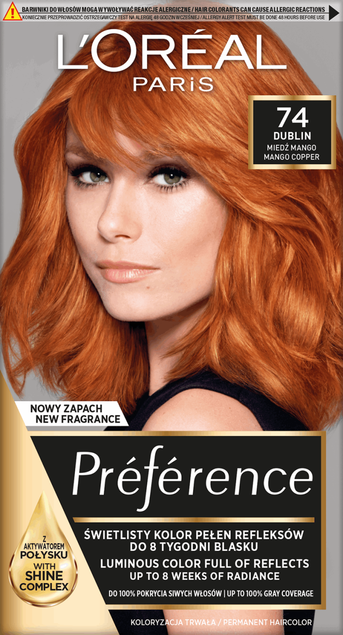 L'ORÉAL PARIS PRÉFÉRENCE, Récital, farba do włosów, nr 74 Dublin, Miedź ...