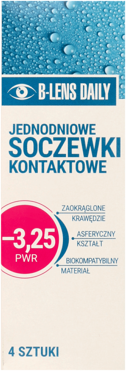 B-LENS, Daily, soczewki kontaktowe jednodniowe, moc: -3.25, 4 szt ... B-LENS, Daily, soczewki kontaktowe jednodniowe, moc: -3.25, 4 szt ...
