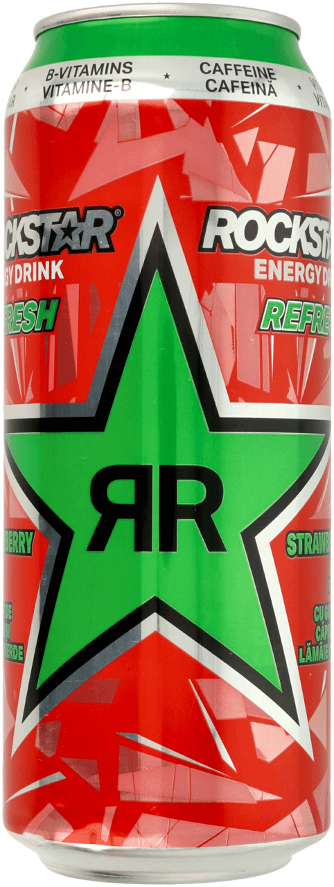 ROCKSTAR, Refresh, gazowany napój energetyzujący o smaku truskawki i ...