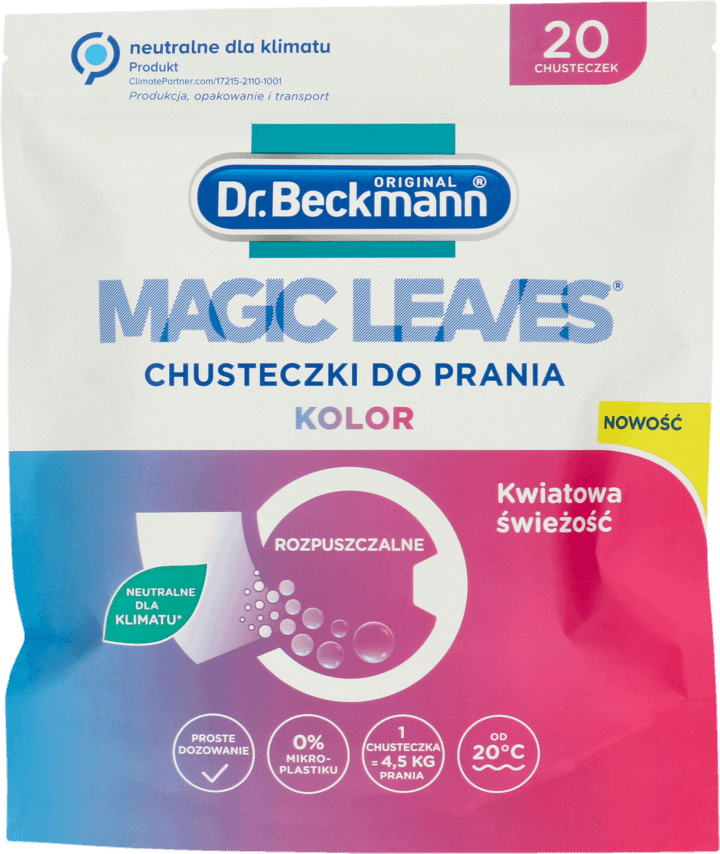 DR. BECKMANN, Magic Leaves, chusteczki do prania Kolor, Kwiatowa ...