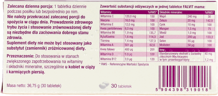 FALVIT, Mama, suplement diety w postaci tabletek powlekanych dla kobiet ... FALVIT, Mama, suplement diety w postaci tabletek powlekanych dla kobiet ...