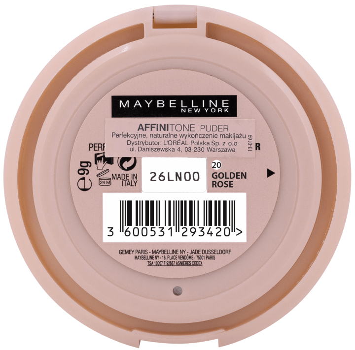 MAYBELLINE, Affinitone, puder nr 20 Golden Rose, 9 g | Drogeria Rossmann.pl